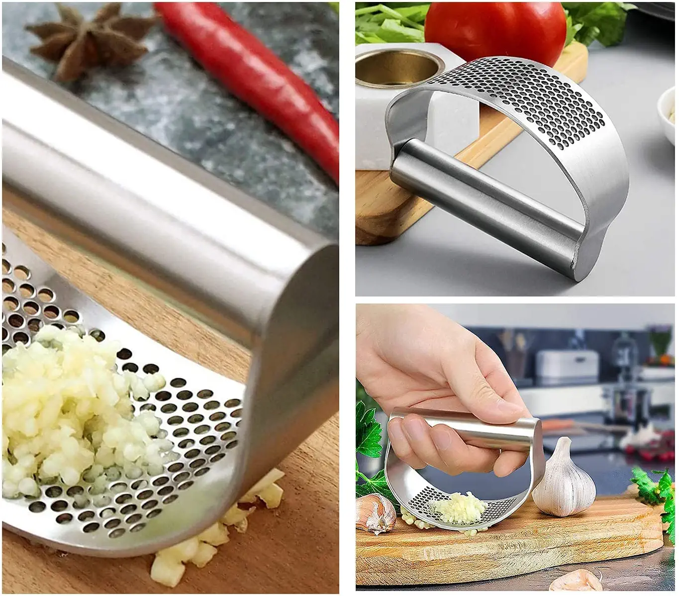 Garlic Press Rocker Stainless Steel - uuhom