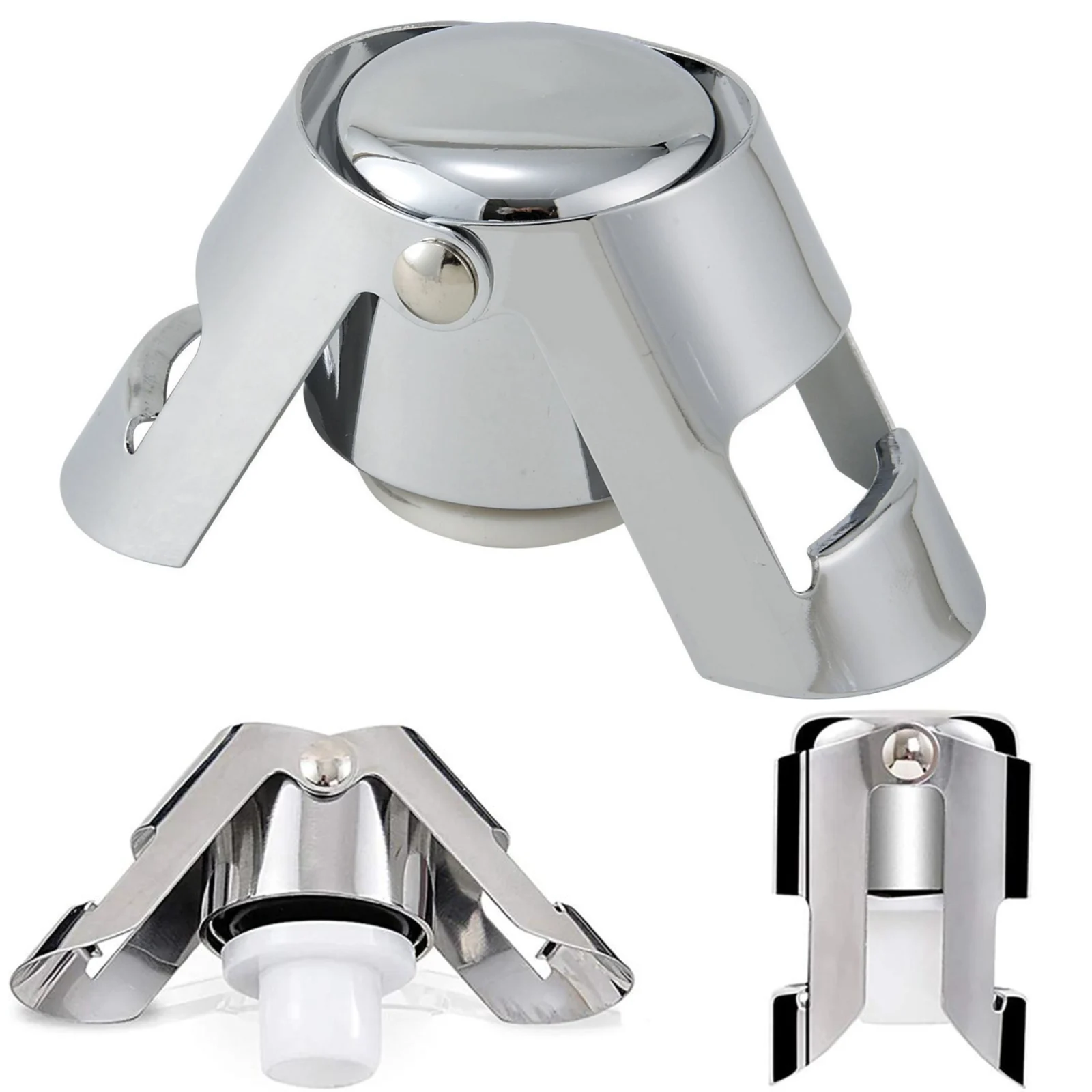 Stainless Steel Wine Sparkling Bottle Cork Set with a Built In Sealing ...