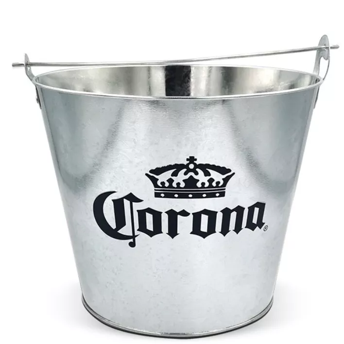 Customized White Galvanised Metal Ice Bucket with Handle - uuhom