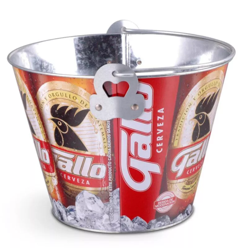Customized White Galvanised Metal Ice Bucket with Handle - uuhom