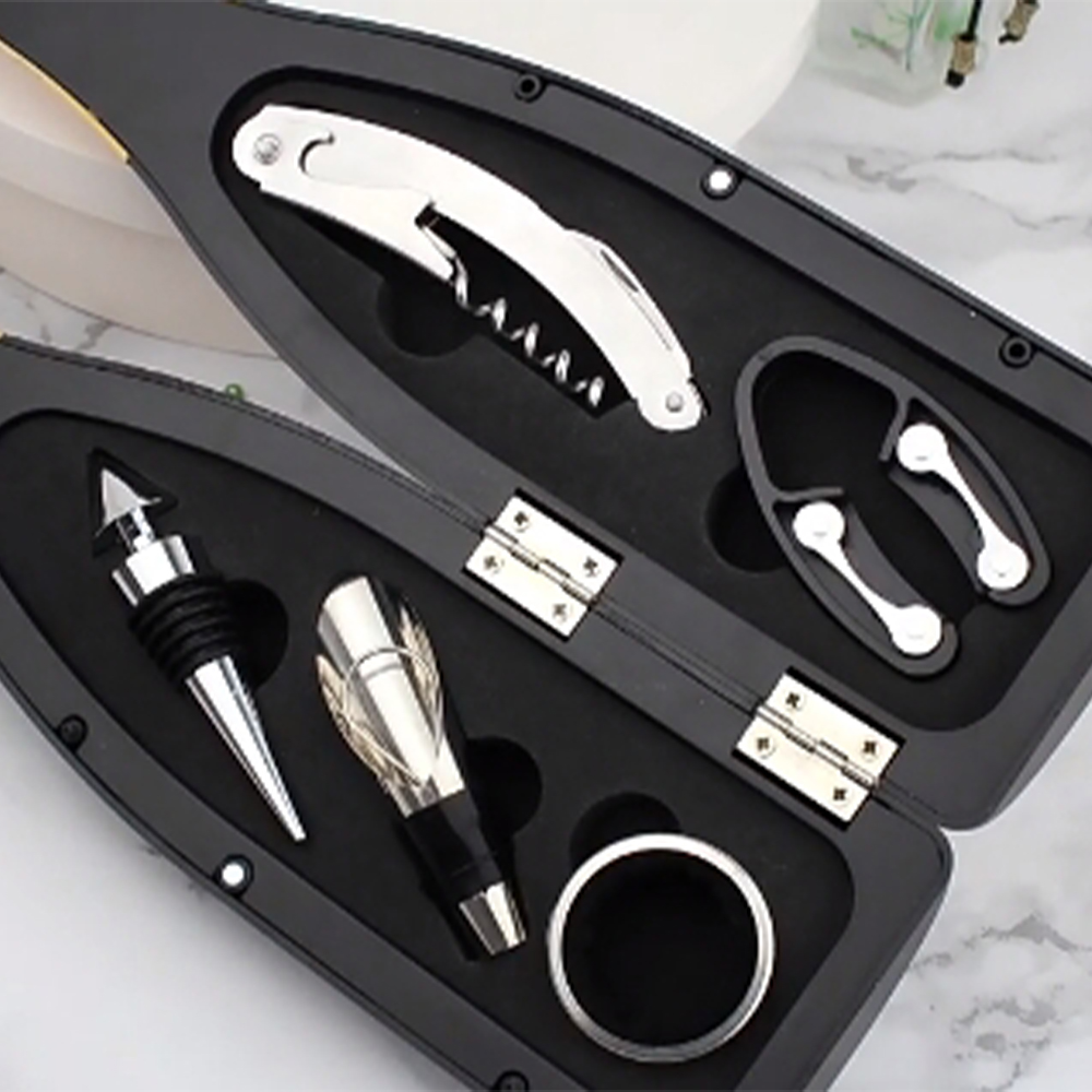Newest Burgundy Bottle Shaped Wine Opener Gift Set - uuhom
